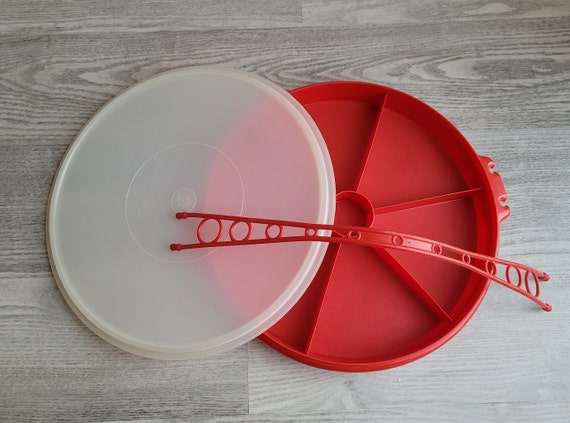 Vintage Tupperware Party Susan Divided Serving Tray #405 party Lid 224 ...