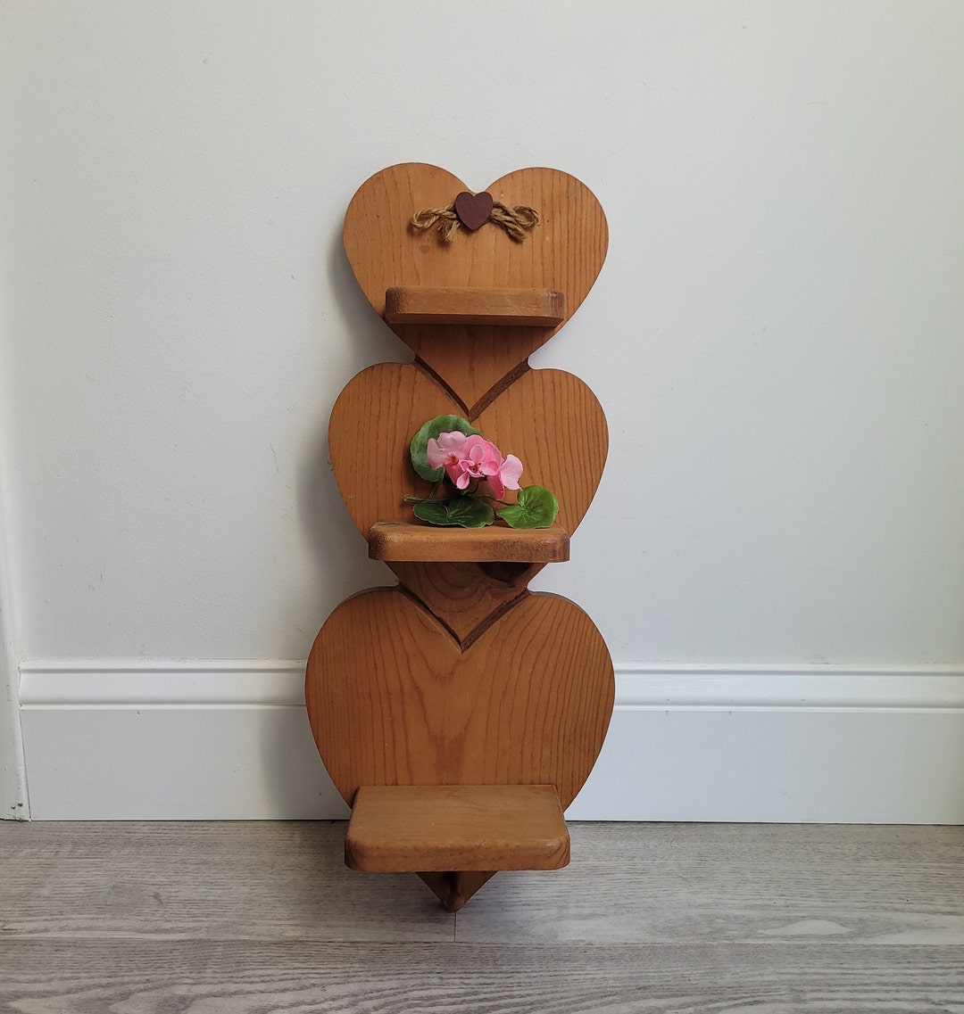 Vintage Heart Shelf Wood Shelf With Hearts Wall Decor Display Shelf ...