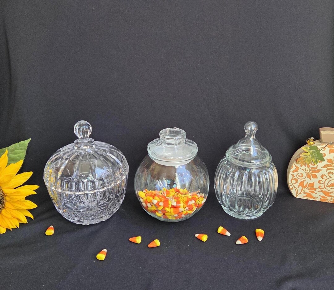 Vintage Candy Jars CHOOSE JAR Glass Candy Jars Pumpkin Shaped Jars ...