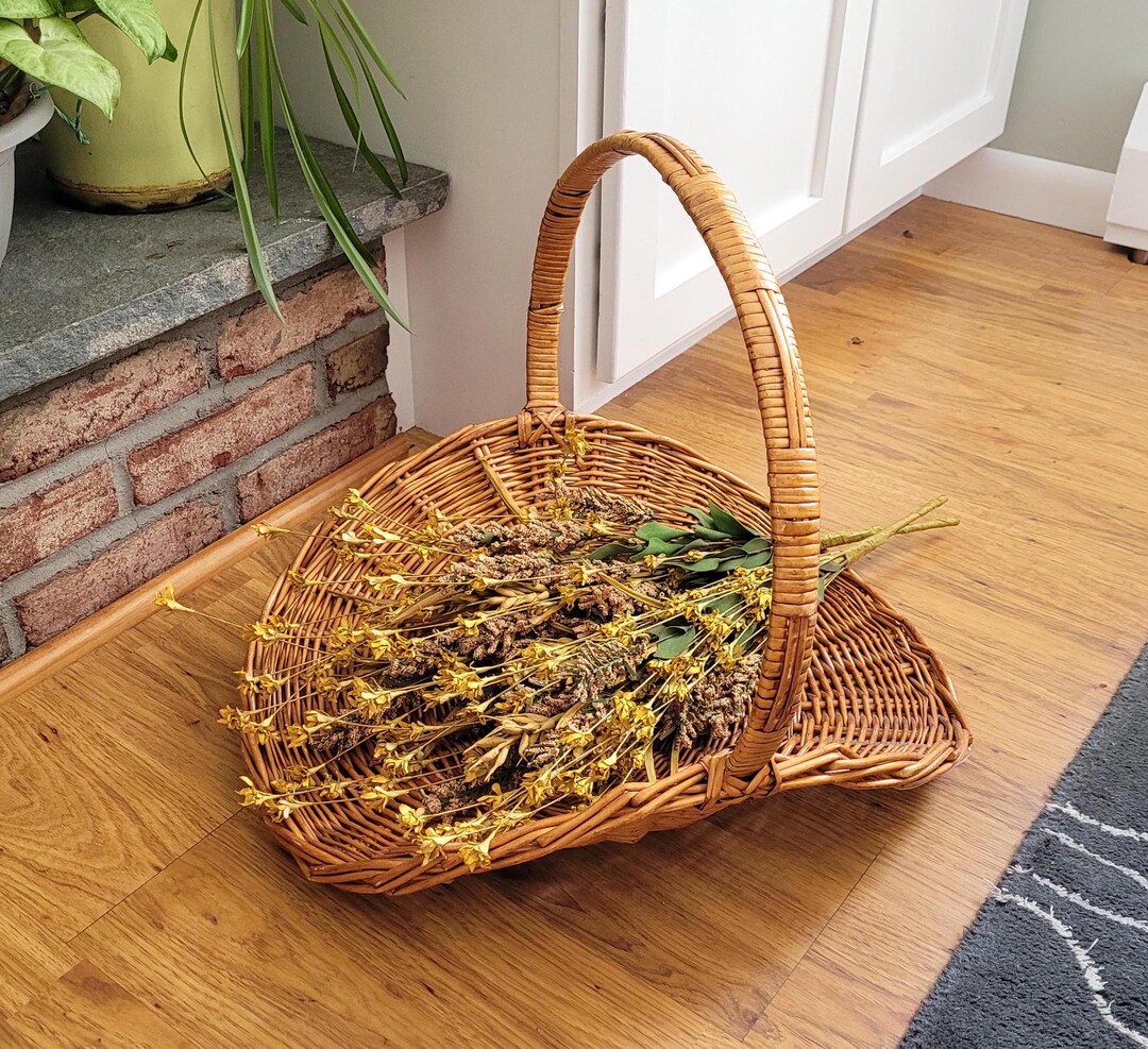 Large Baskets Vintage Gathering Baskets Wicker Baskets Magazine Baskets ...