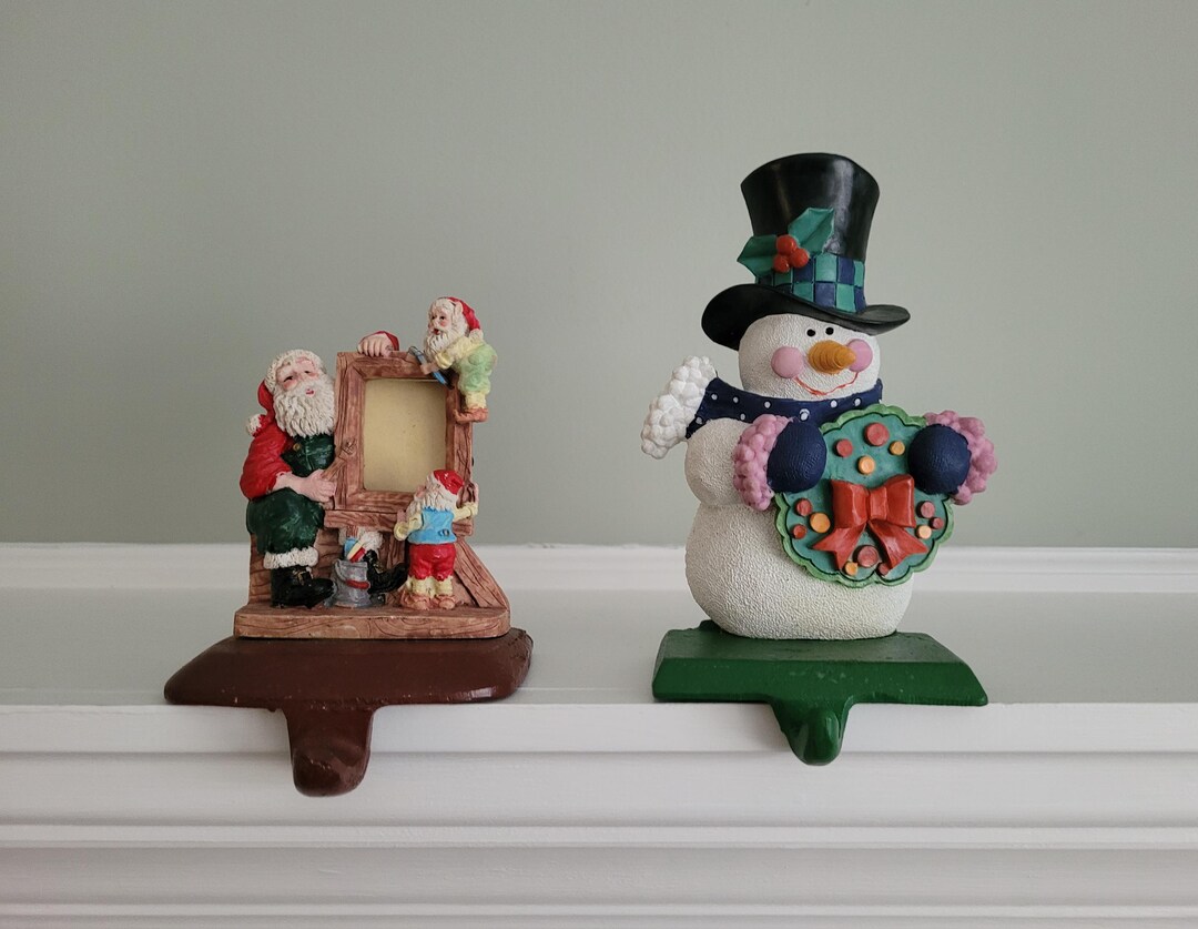Vintage Stocking Hangers CHOOSE ONE Santa Stocking Holders Snowman ...