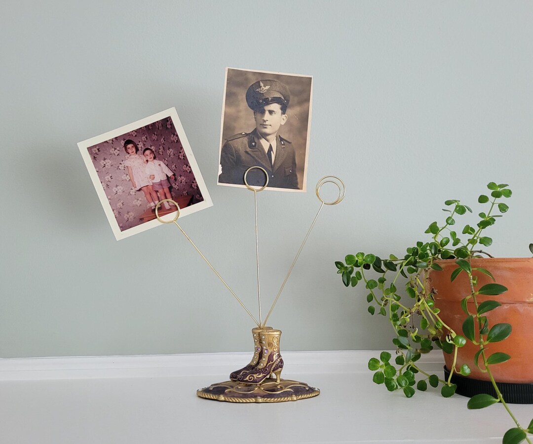 Vintage Wire Photo Holders Metal Photo Stands Photo Office Memo Clips ...