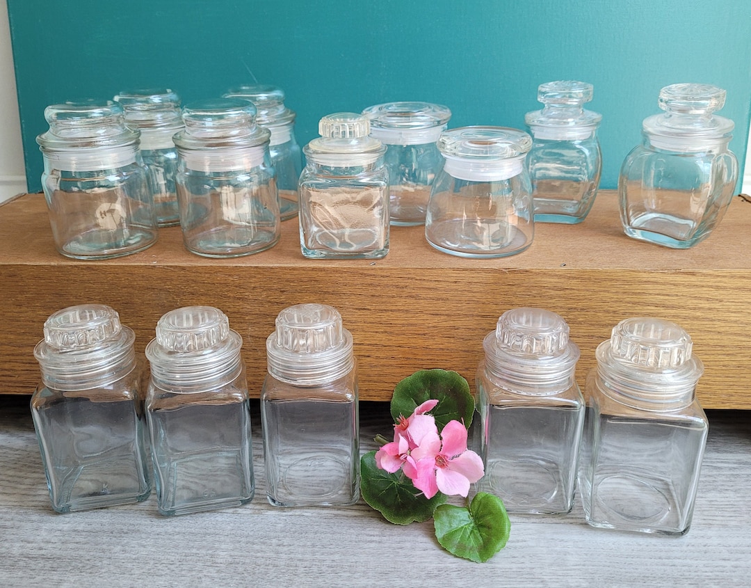 Tiny Glass Jars - Small Jars With Lids Vintage Jars Display Jars Craft Room Storage Jars Kitchen ...