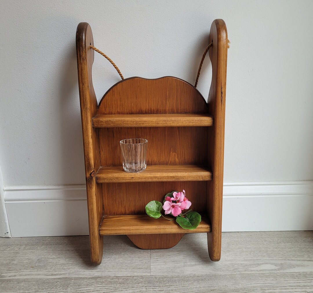Vintage Wood Shelf - Sled Shaped Shelf Wood Shelves Displays Wall Decor ...