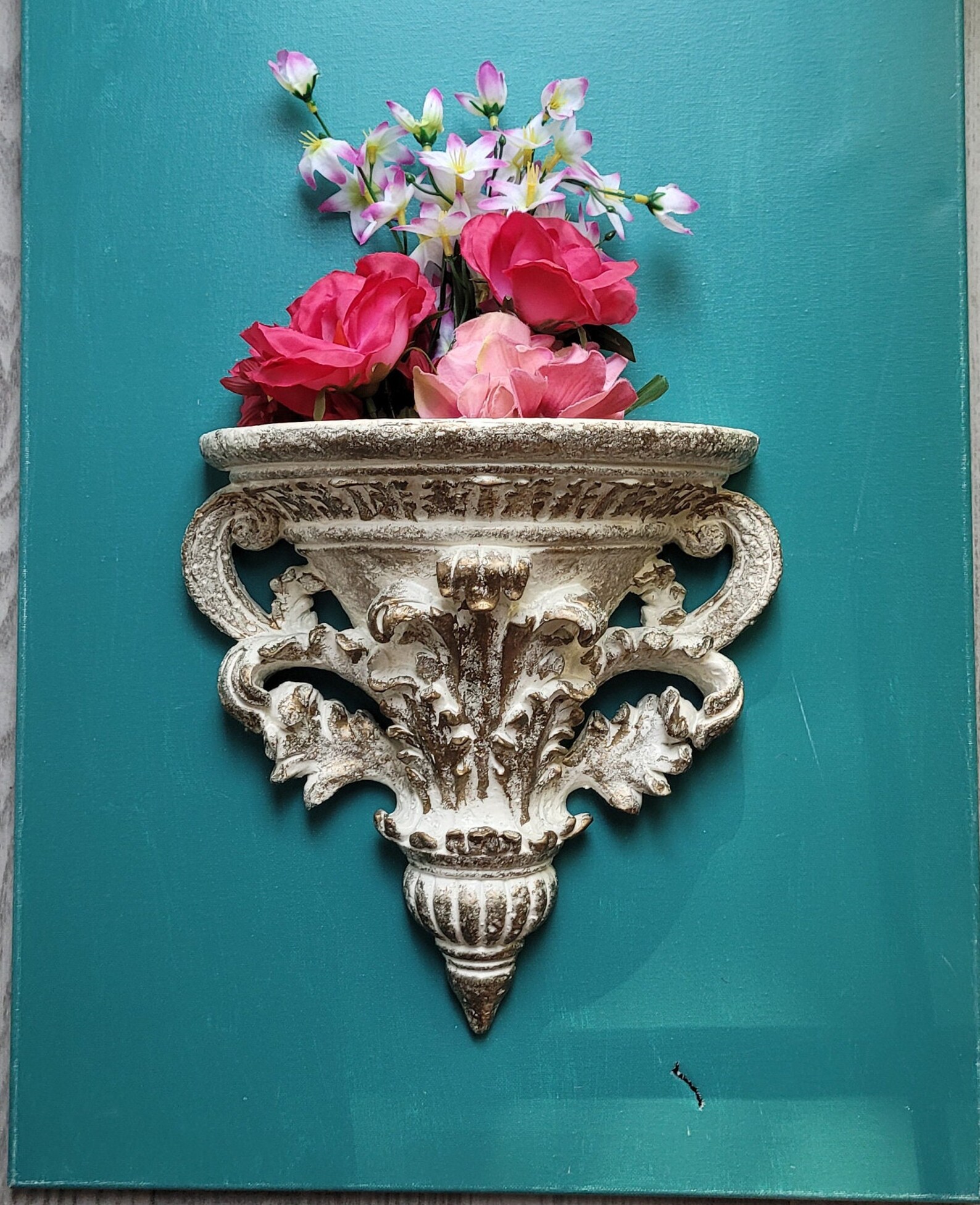 White Wall Pocket Vase Glam Decor Wall Pocket for Flowers or - Etsy