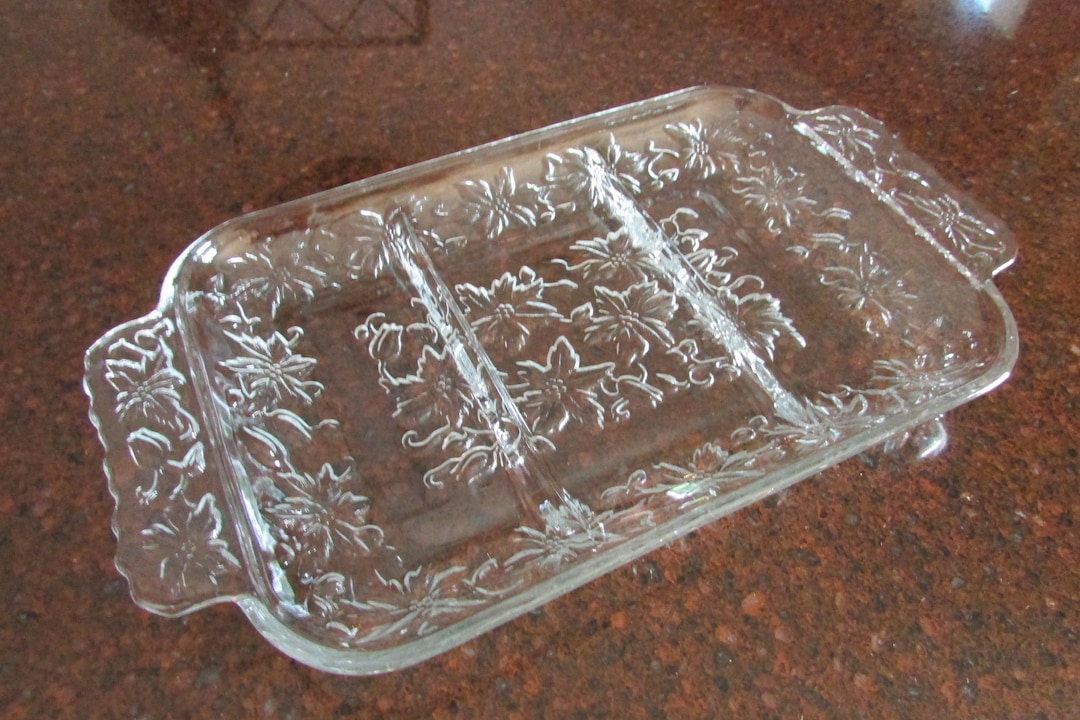 Vintage Princess House Fantasia Relish Tray Poinsettia Pattern Divided ...