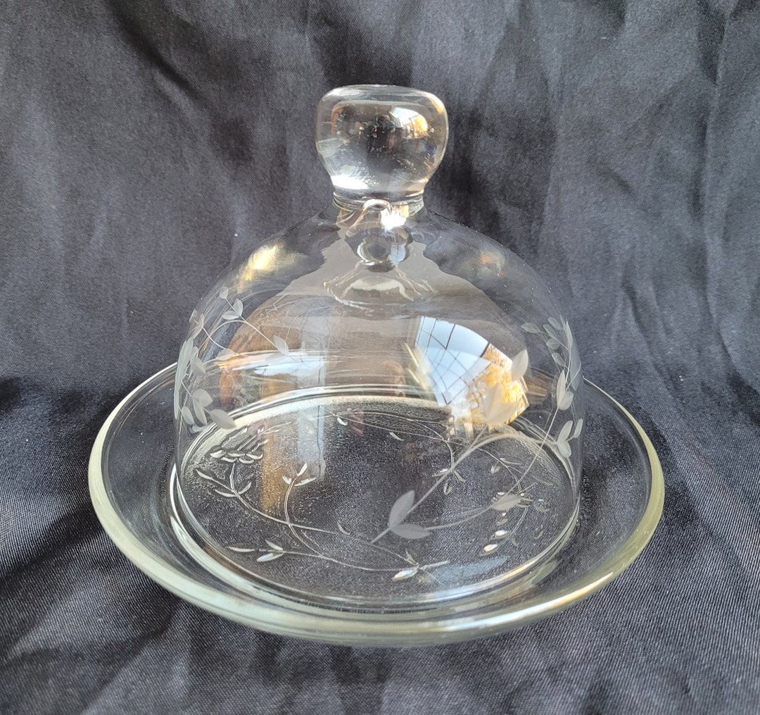 Vintage Princess House Glass Dome Lid With Plate - Small Cheese Domes ...
