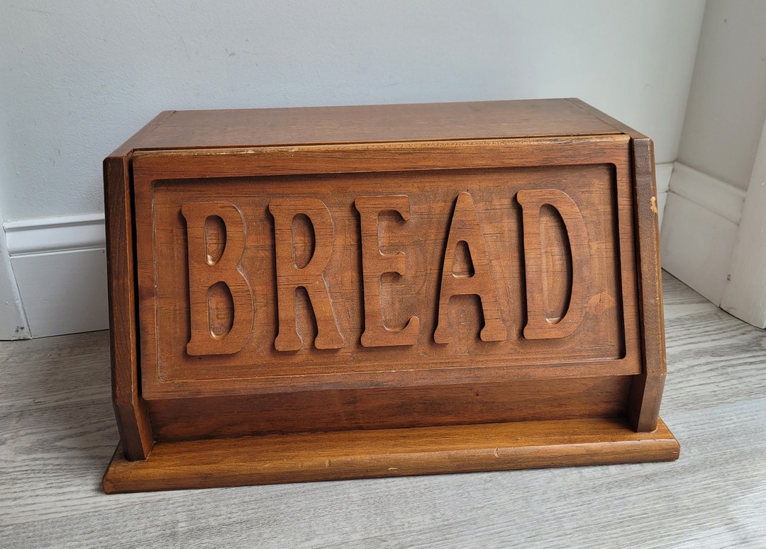 Vintage Bread Box Wood Bread Box Wood Kitchen Counter Storage for Bread Vintage Home Decor ...
