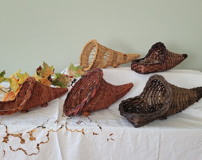 Vintage Cornucopia Basket-you CHOOSE Horn of Plenty Thanksgiving Table ...
