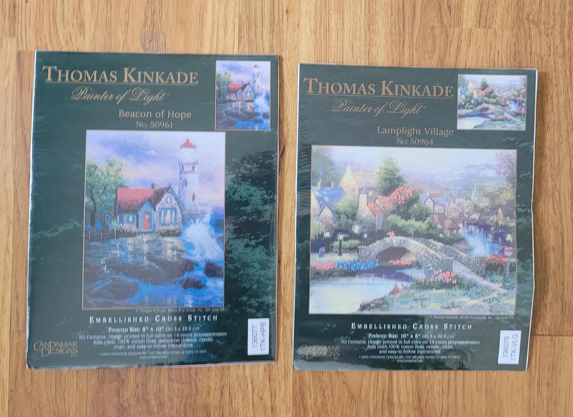 Vintage Thomas Kinkade Cross Stitch Kits Lamplight Village OR Beacon of ...