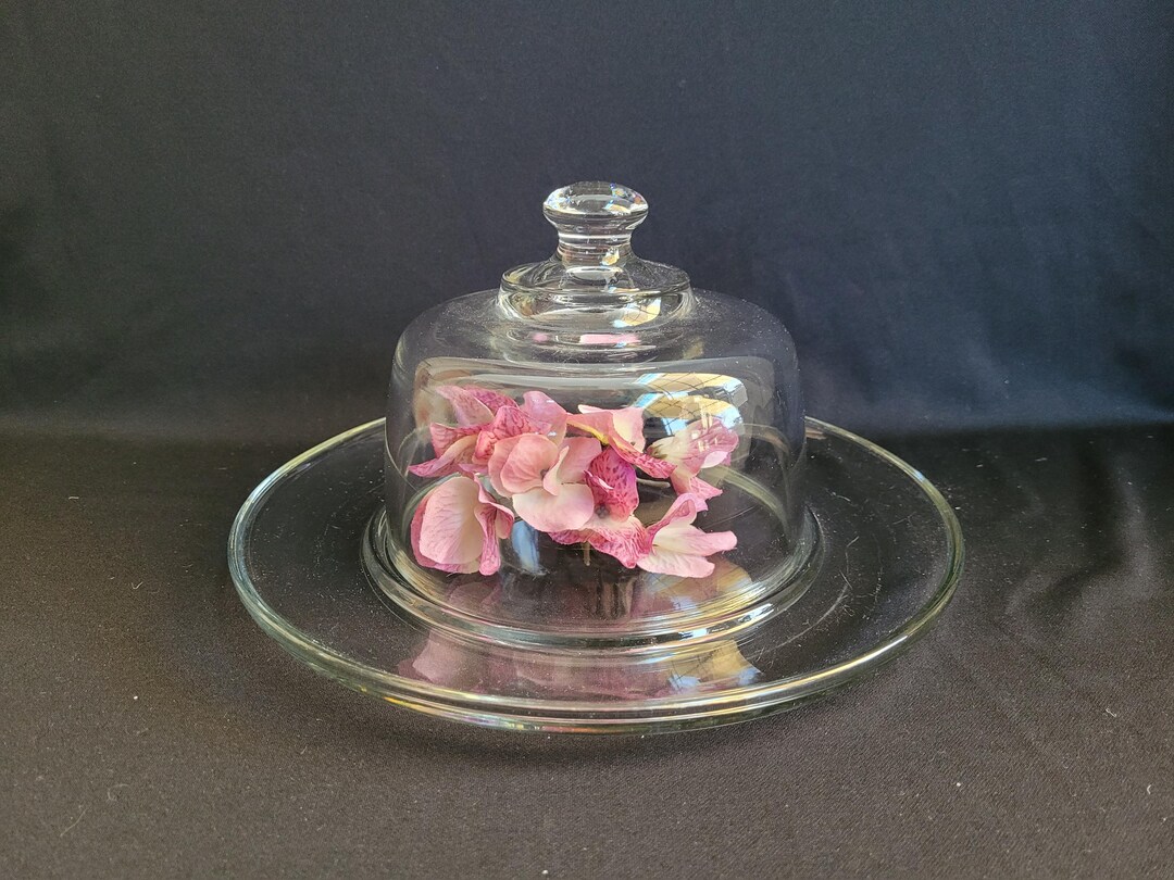 Vintage Glass Cheese Plate With Dome Lid Serving Plates With Dome Lid ...