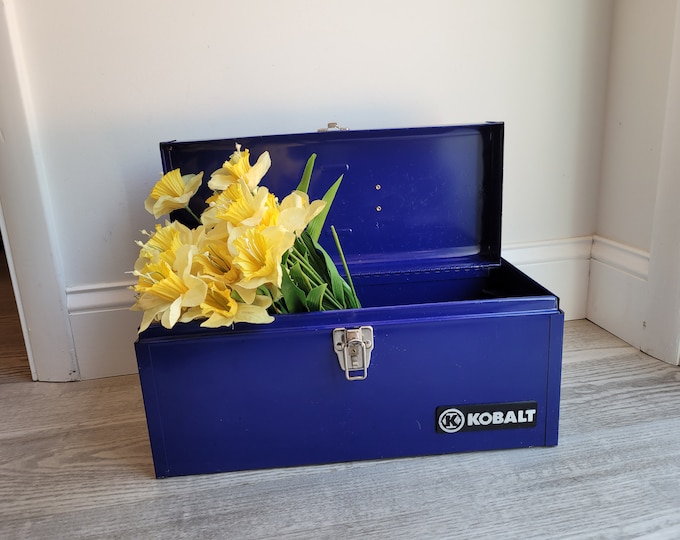 Vintage Tool Box Kobalt Tool Box Metal Tool Boxes Industrial Boxes Blue ...