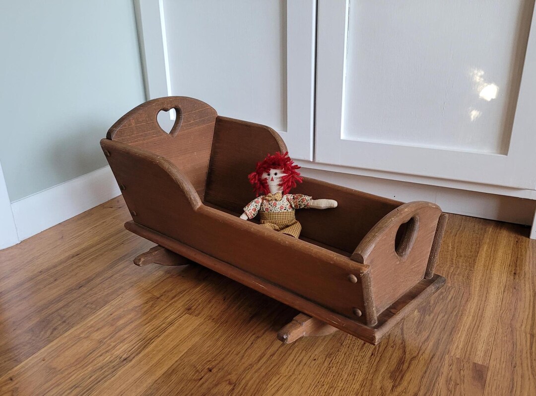 Vintage Wood DOLL Cradle Children's Girls Toy Baby Doll Furniture Doll ...