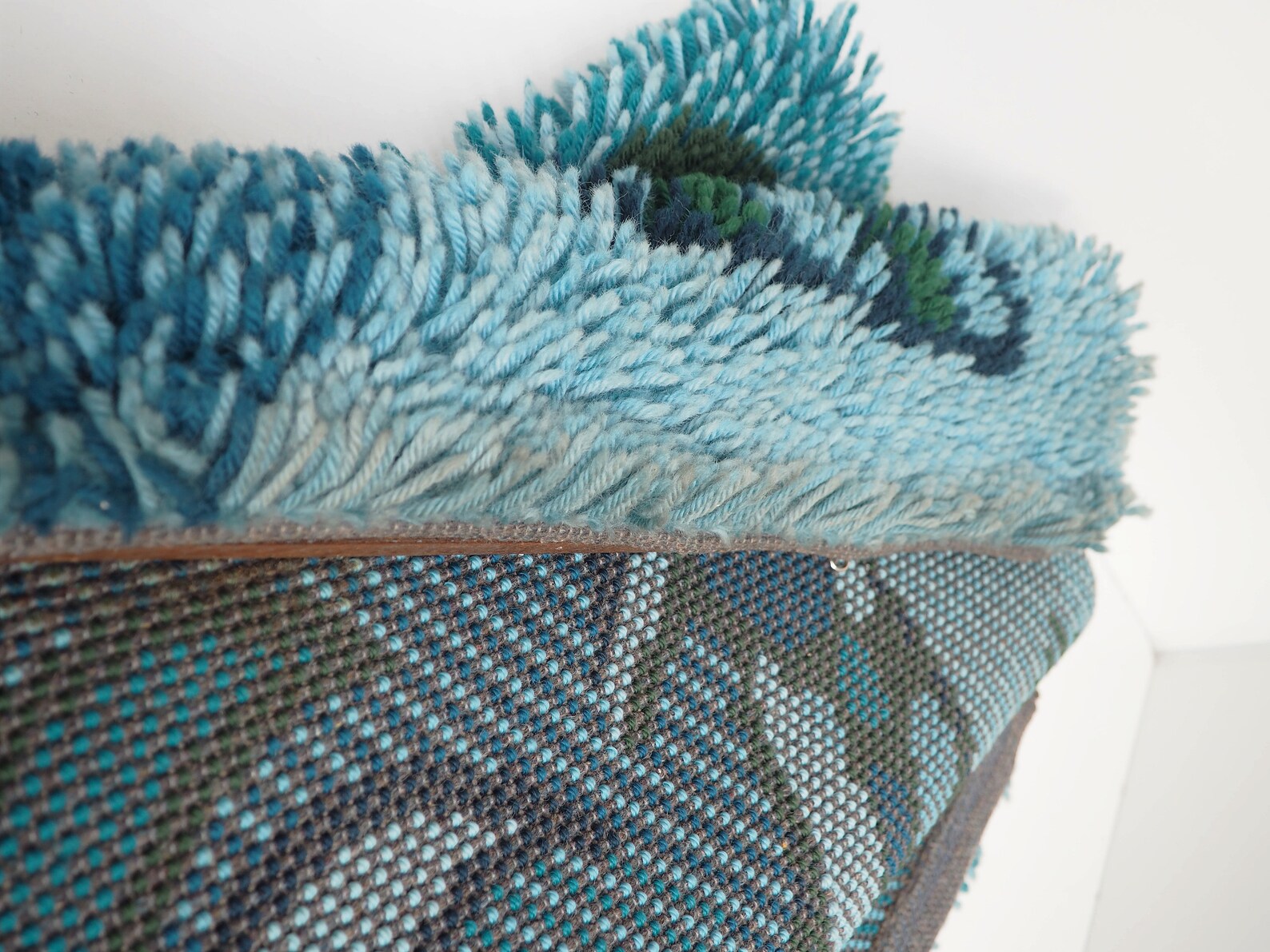 Beautiful Wall Hanging Rya Rug Made in Blue and Green Wool, Danish ...