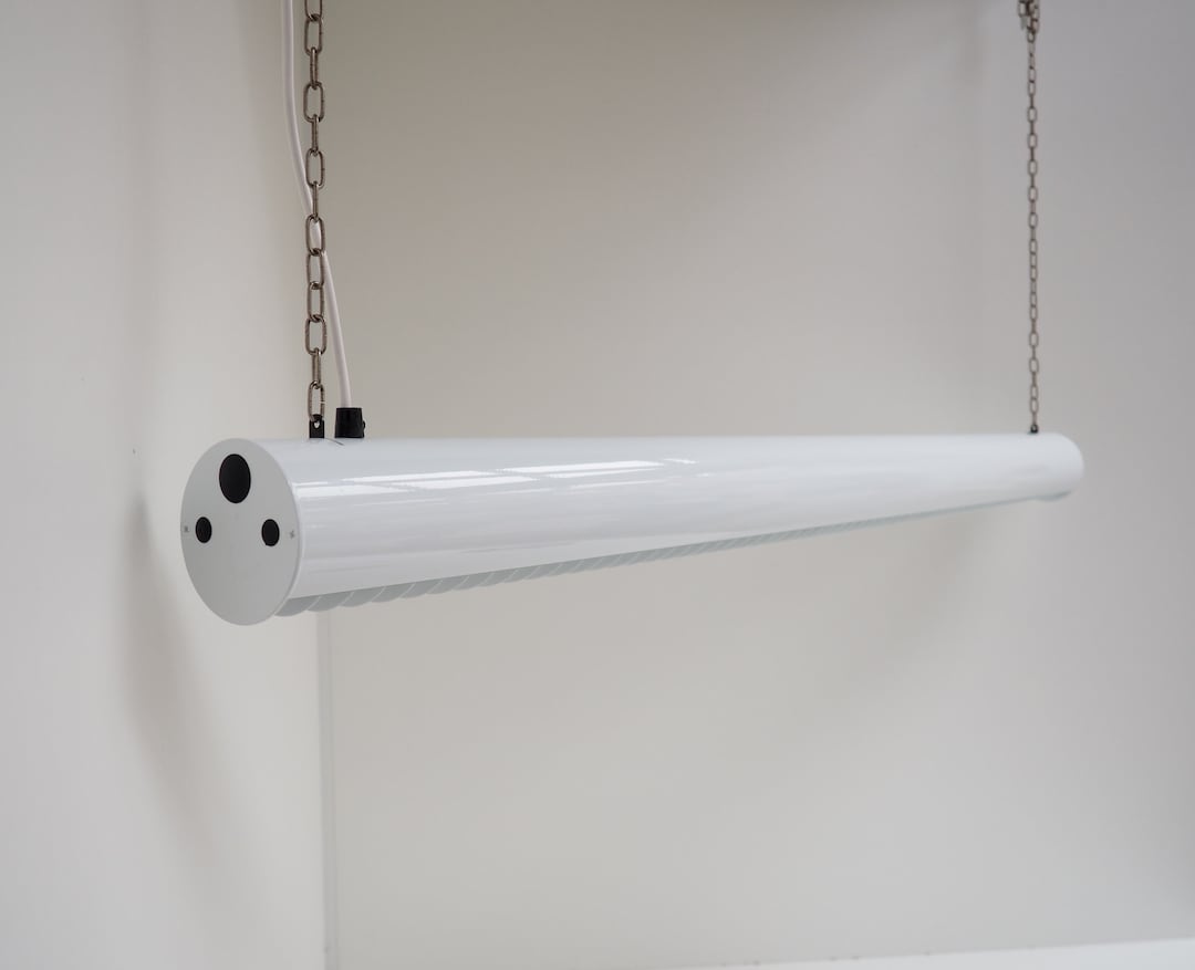 1 of 2 White Pipeline Tube Lamps Designed by Ole Pless Made by Nordisk ...