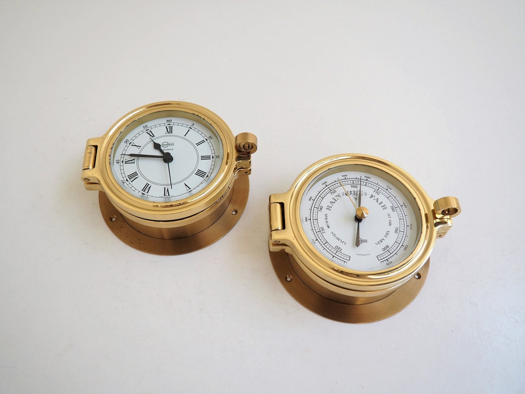Marine Barigo Poseidon Brass Clock & Barometer - German Vintage Design ...