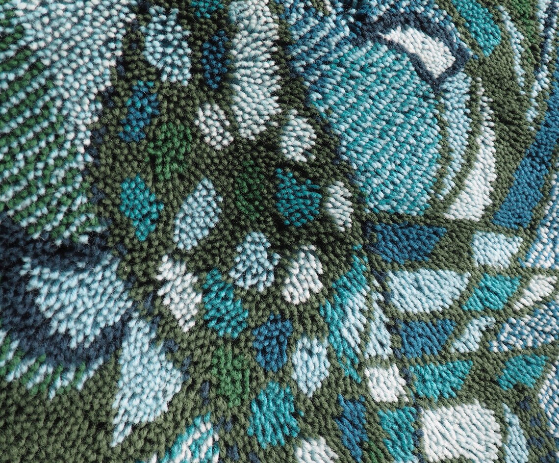Beautiful Wall Hanging Rya Rug Made in Blue and Green Wool, Danish ...