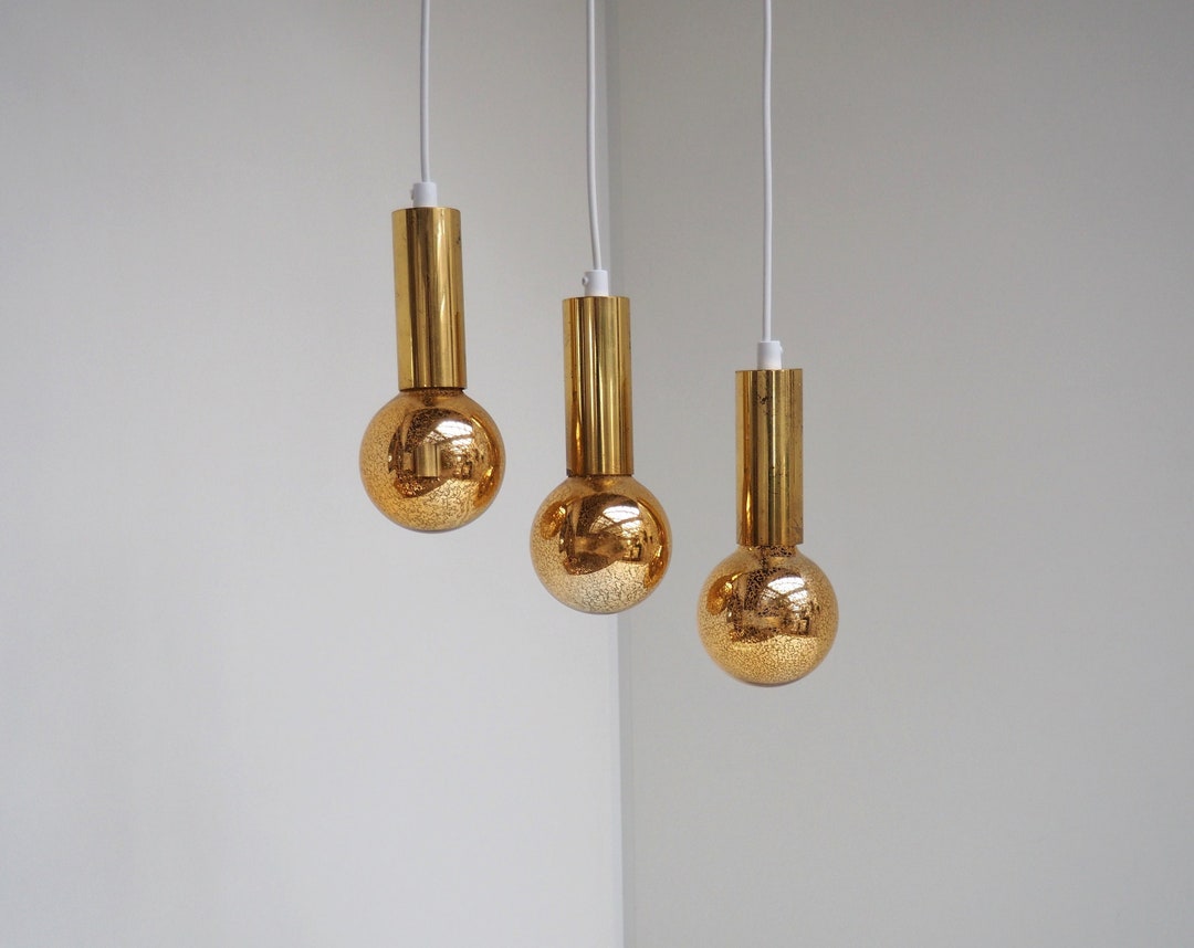 Set of 3 Minimalist Brass Lights / Tubes for Decorative Bulbs - Modern ...