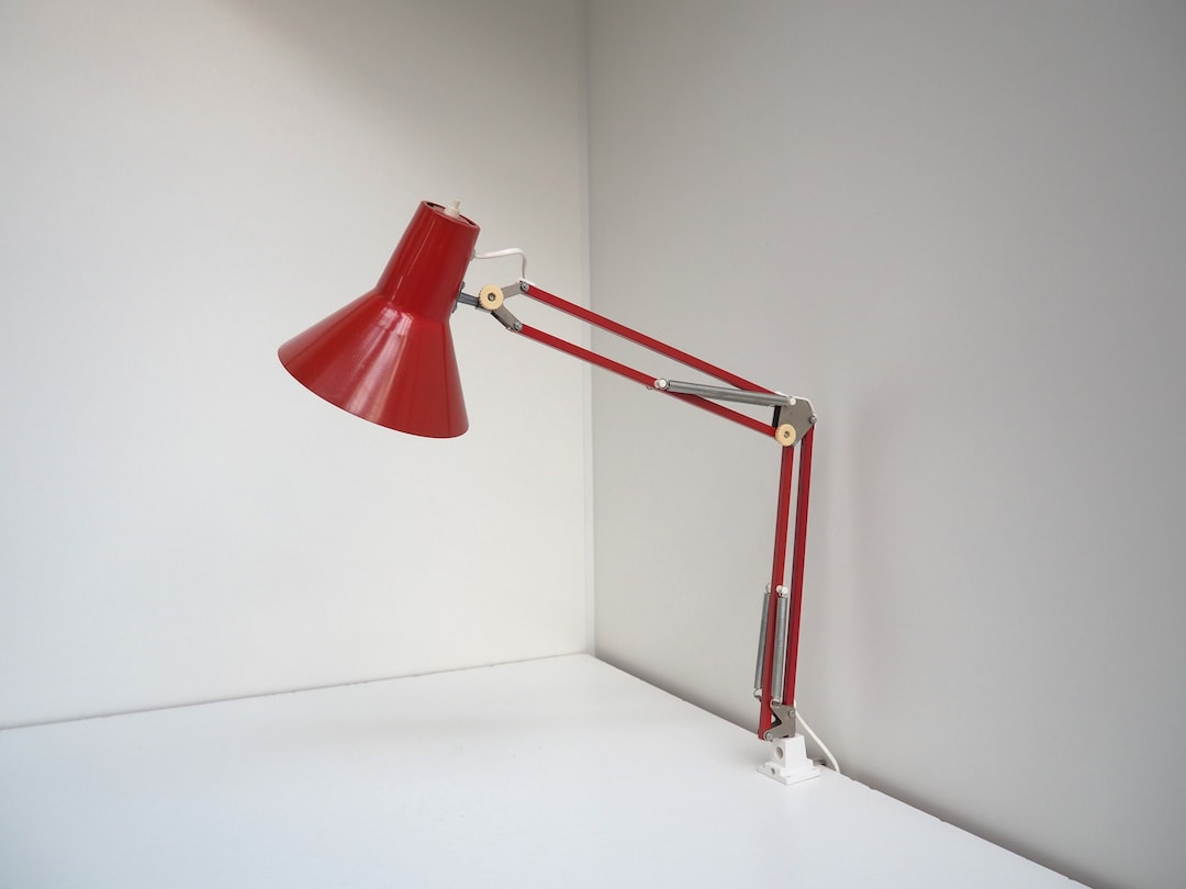 Great Memphis Style Architect Lamp Made in Bright Red Metal - Danish ...