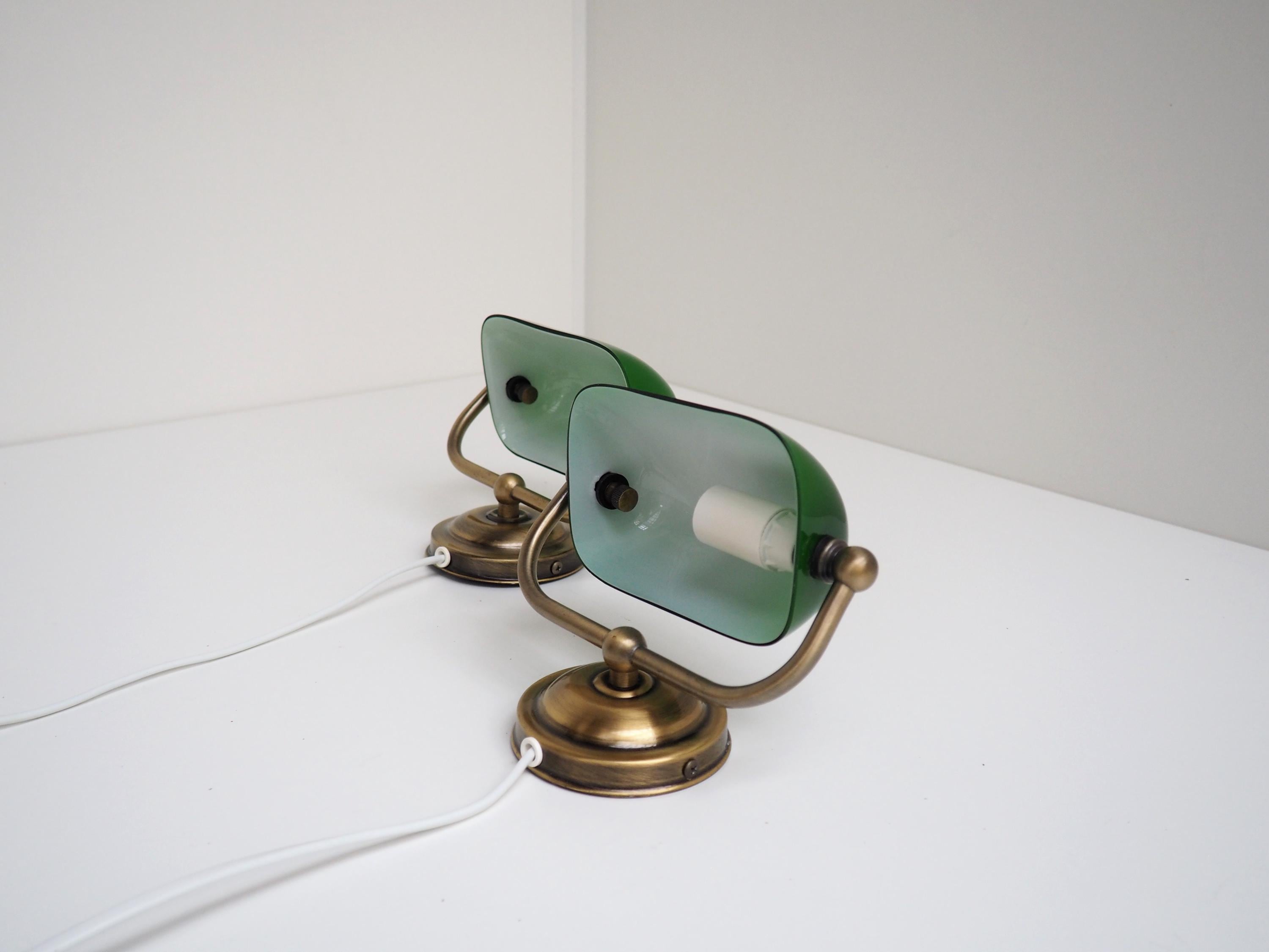 Vintage Green Glass Library Wall Lamps - Aneta Swedish Design 1970s - Etsy