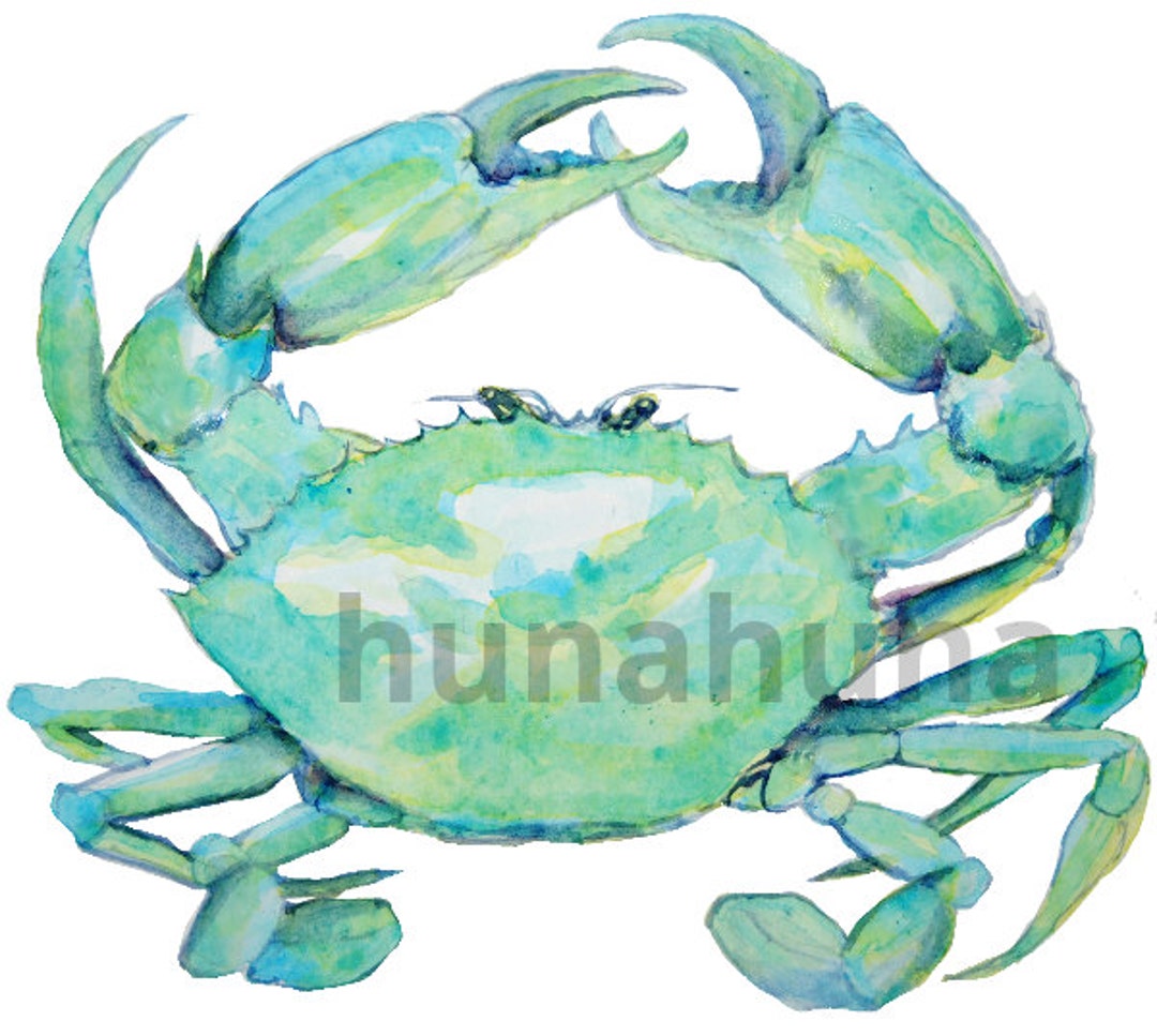 Blue Crab Watercolor Clip Art, Painting, Wall Art, Sea Ocean Theme ...