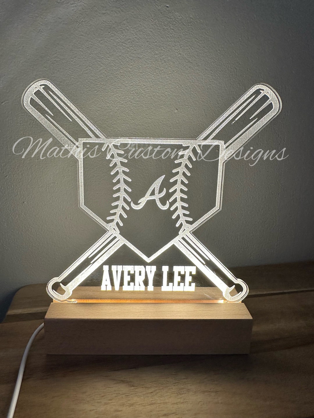Custom Baseball LED Night Light, Kids Night Light, Nursery Night Light ...