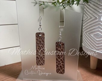 Wood Engraved Leopard Animal Print Heart Earring Blanks, Finished ...