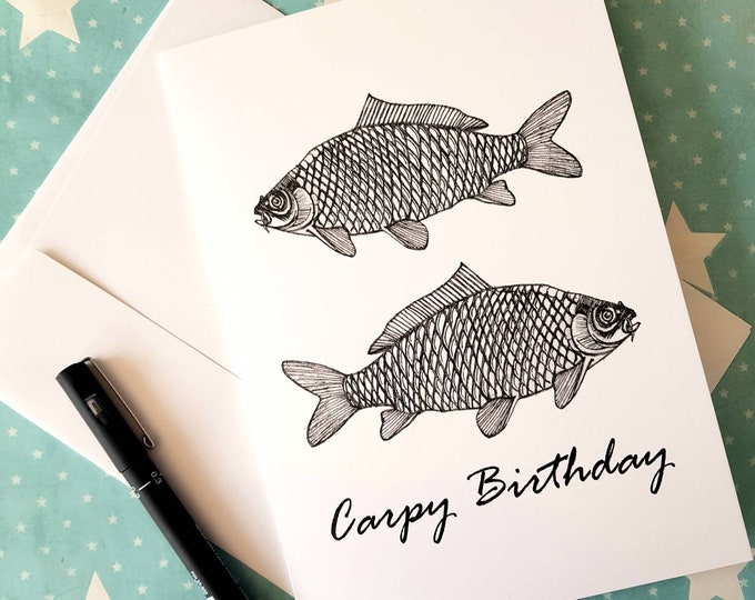 Carpy Birthday! Greetings Card, Carp Fishing, Fish Card - Etsy