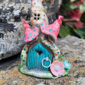 Pretty Pink Fairy House, With Twisty Toadstools and Miniature Flowers ...
