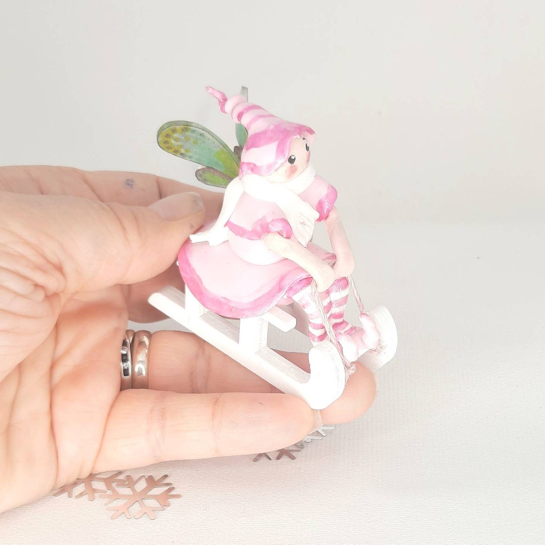 Pink Fairy on Sledge, Fairy Decoration, Unique and Handmade - Etsy