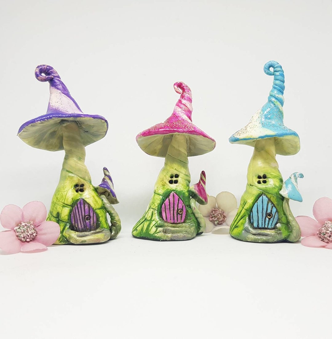 Handmade Fairy House, Pixie Toadstool, Gnome Home, in Pink, Purple or Blue - Etsy