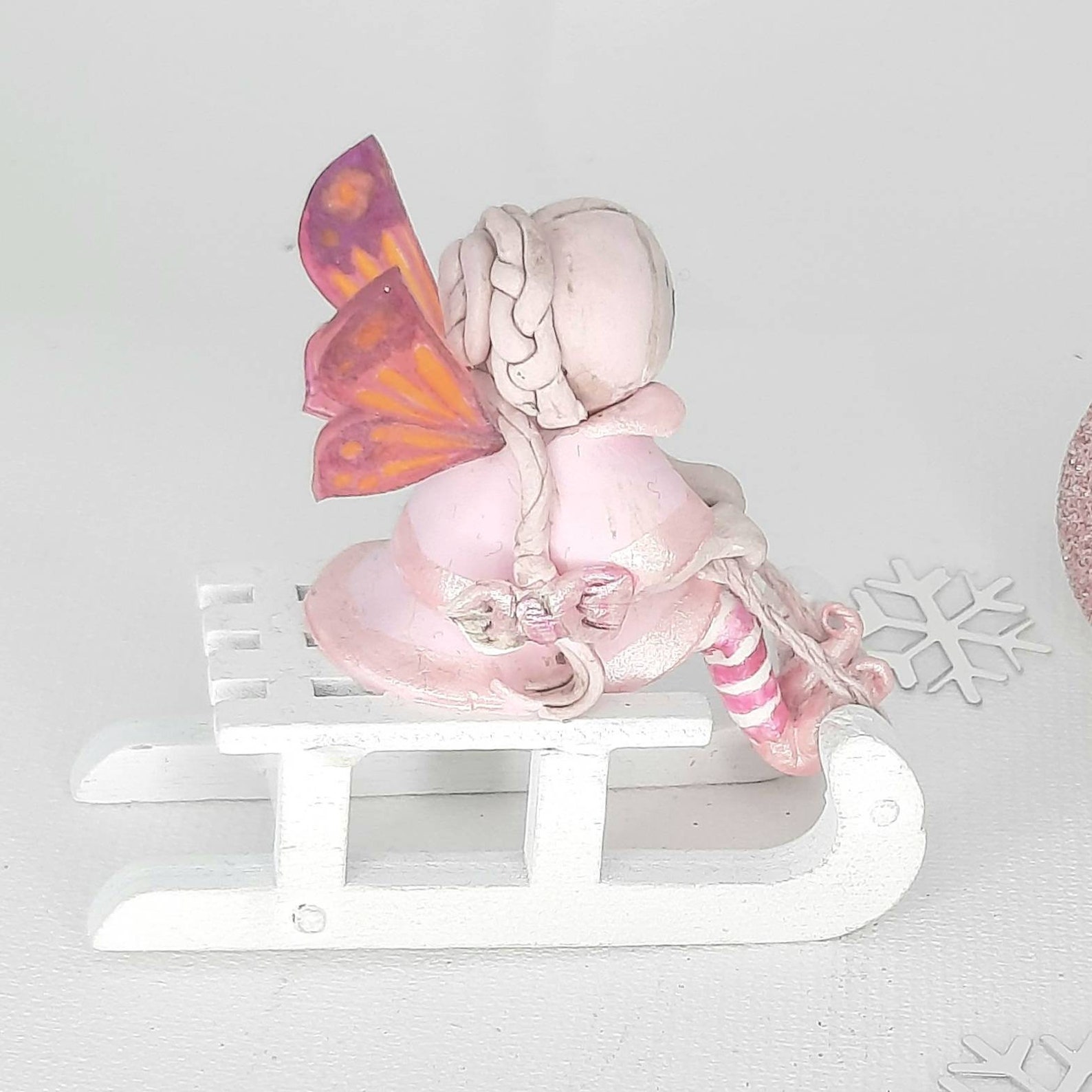 Handmade Pink Fairy on Sledge Winter Fairy - Etsy