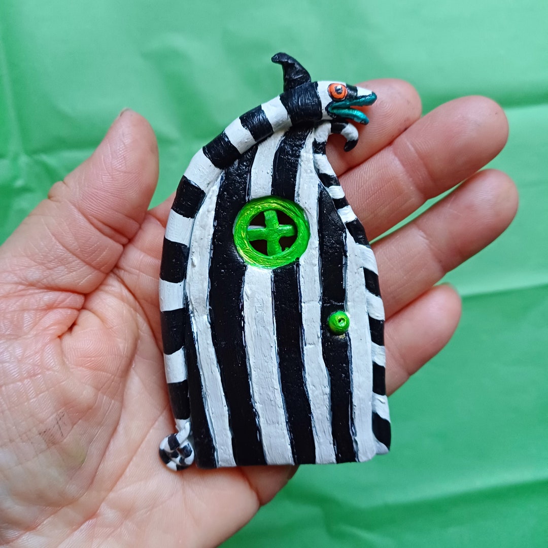 Unique Fairy Door, Sandworm Inspired, Black and White Stripes - Etsy