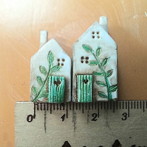 Handmade Micro Houses, Tiny Set of Two, Leaf Motif - Etsy