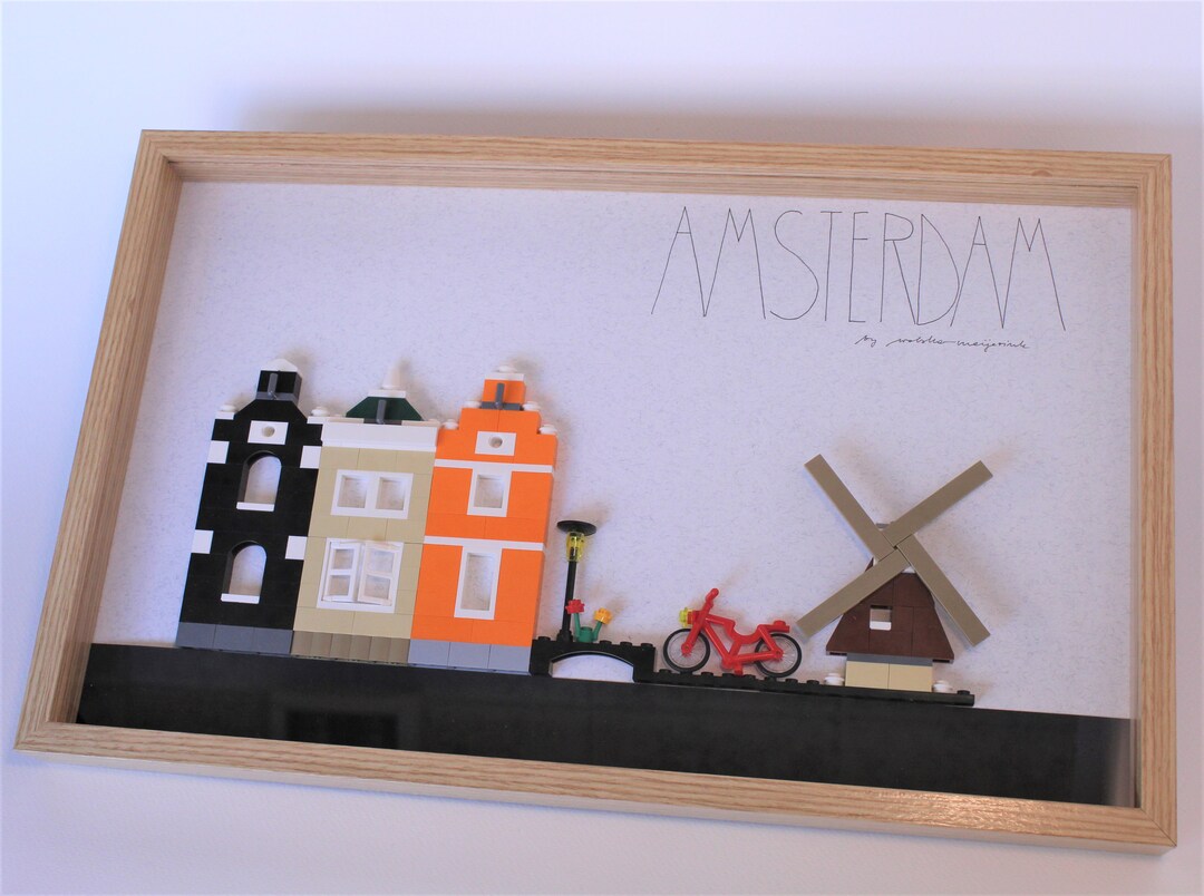 Amsterdam Skyline With Windmill, Art With LEGO Bricks, Amsterdam Gift ...