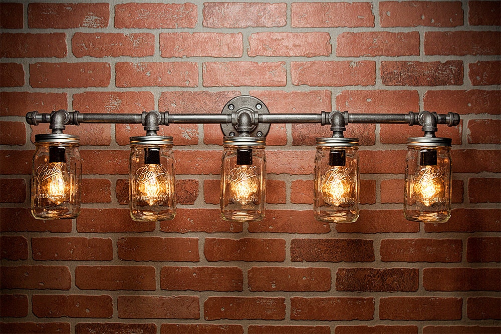 Mason Jar Light Fixture Industrial Light Rustic Light - Etsy