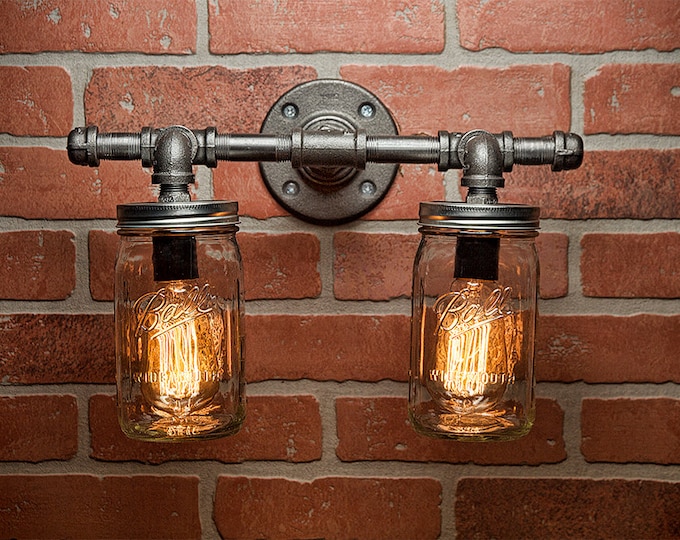 Mason Jar Light Industrial Light Edison Light Rustic Light Vanity Light ...