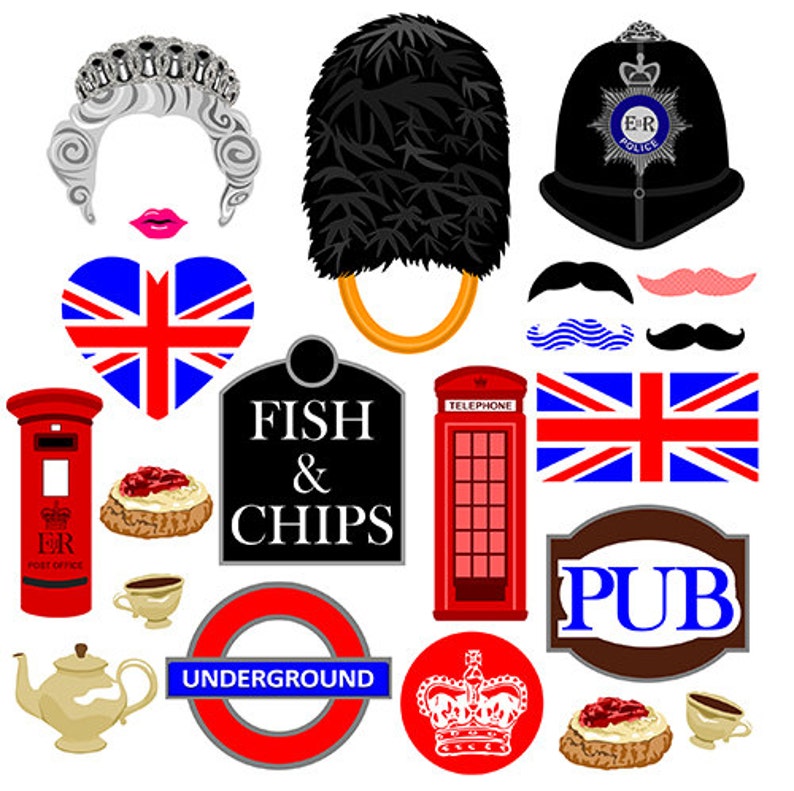 British Digital Photo Booth Party Props Instant Download Personal Use ...