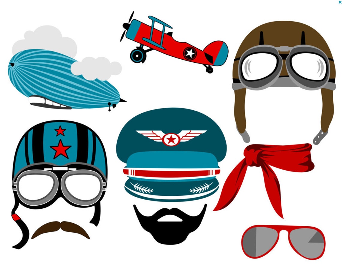Aviator Digital Photo Booth Party Props Instant Download - Etsy