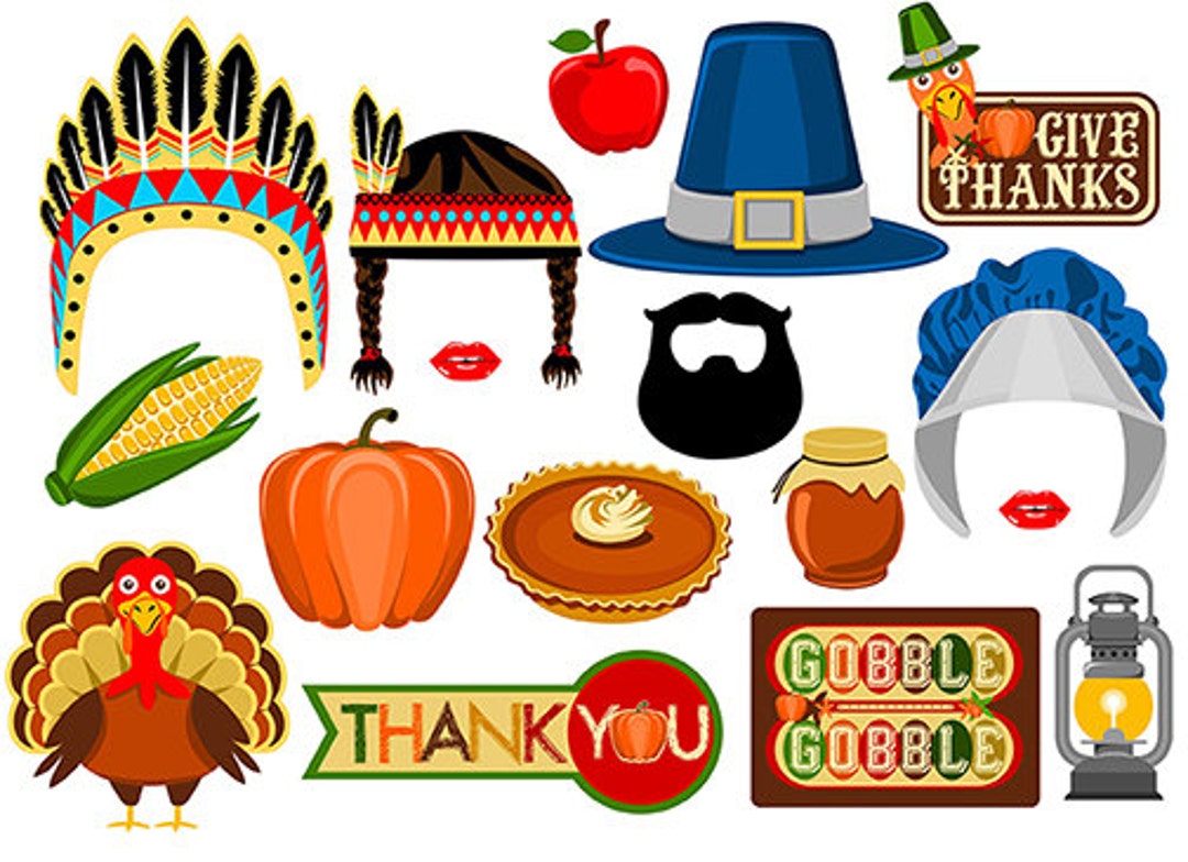 Thanksgiving Digital Photo Booth Party Props Instant Download - Etsy