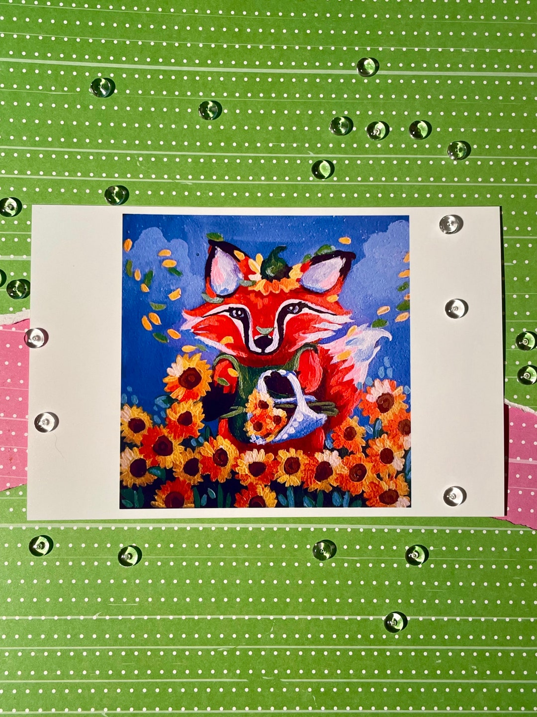 Fox in a Feild of Sunflowers Art Print - Etsy