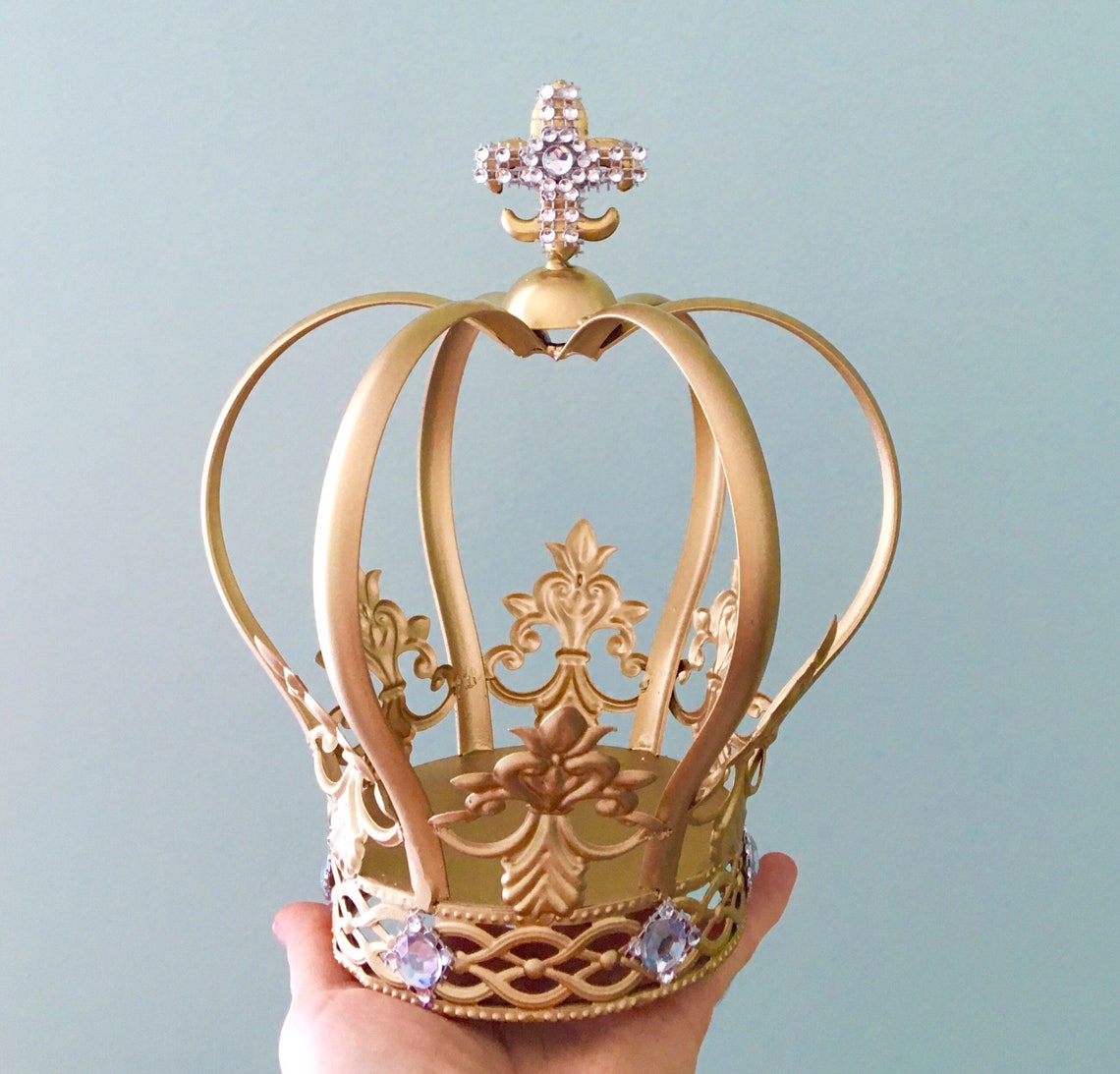 Gorgeous Gold or Silver Crown Cake Topper With Crystals for - Etsy
