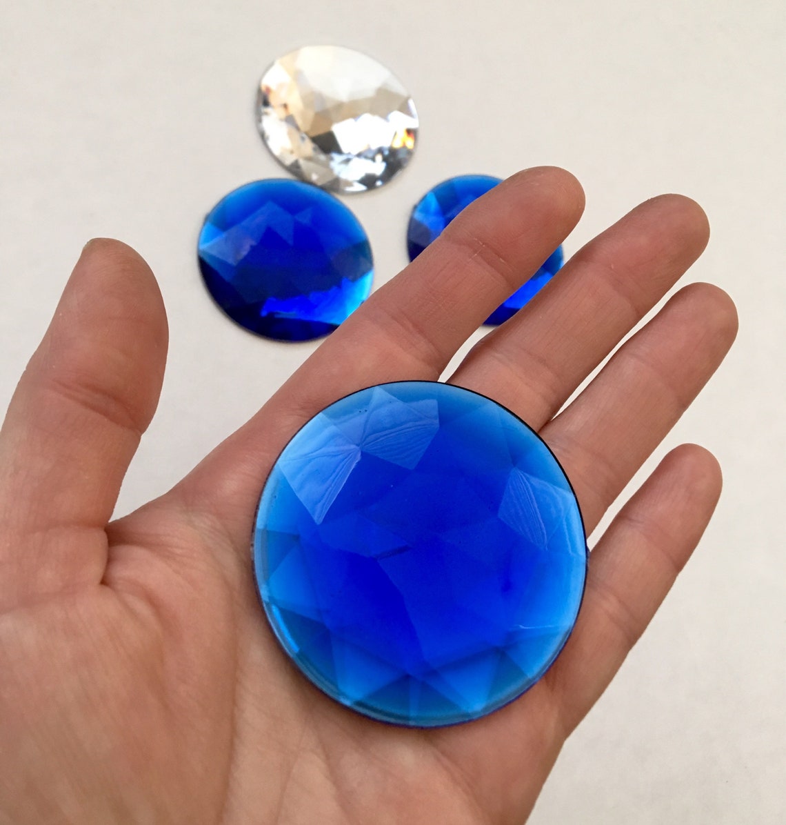 Royal Blue and Clear Gems Jumbo Flat Back Rhinestones 3 - Etsy