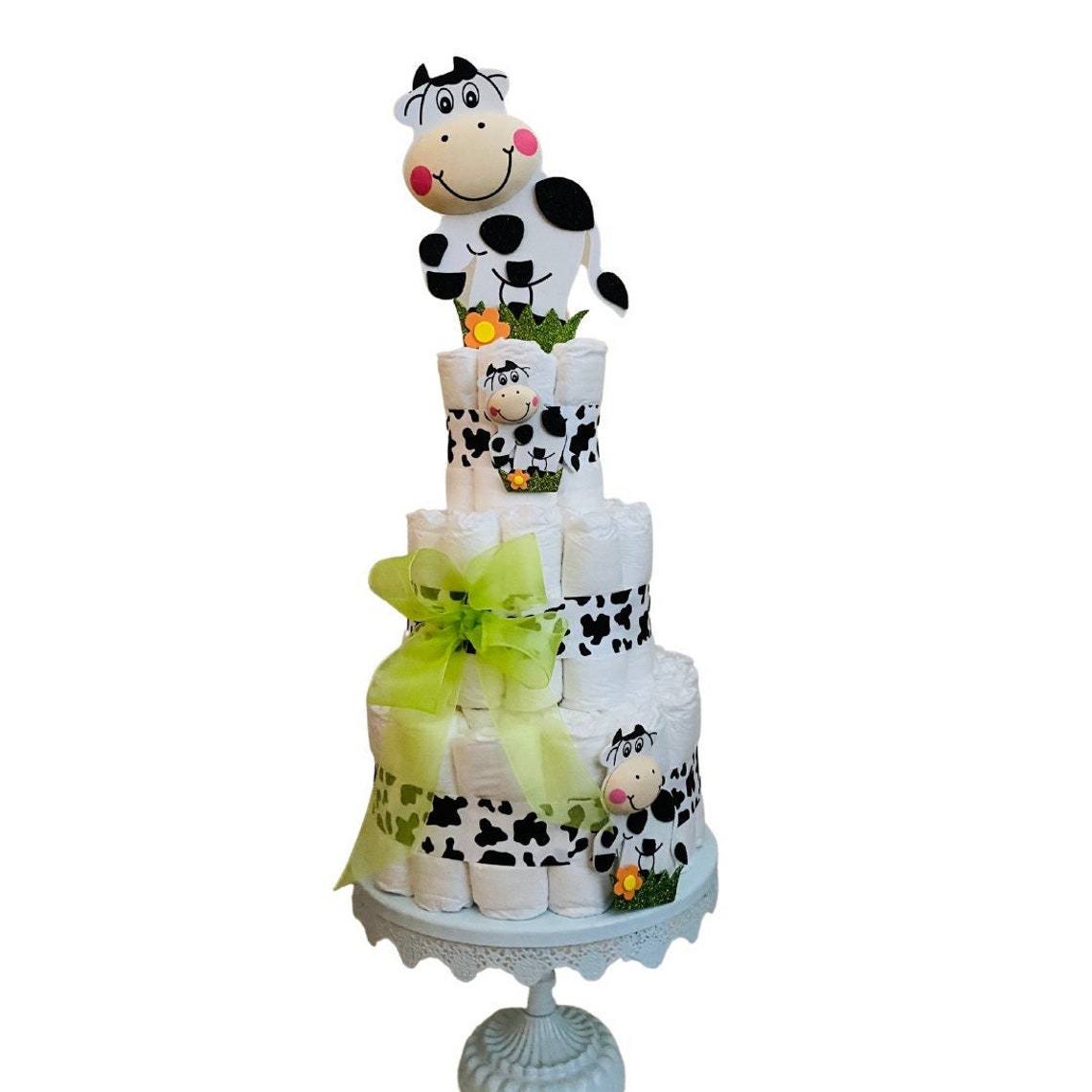 Cow Diaper Cake 3 Tier Farm Theme Diaper Cake, 3 Tier Diaper Cake Kit ...