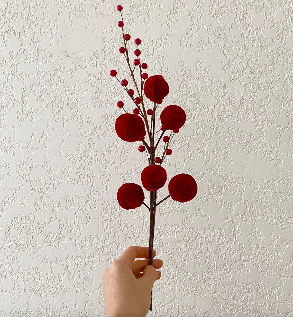 Red Christmas Pick, Rustic Christmas Wreath Accessories, Christmas Tree ...