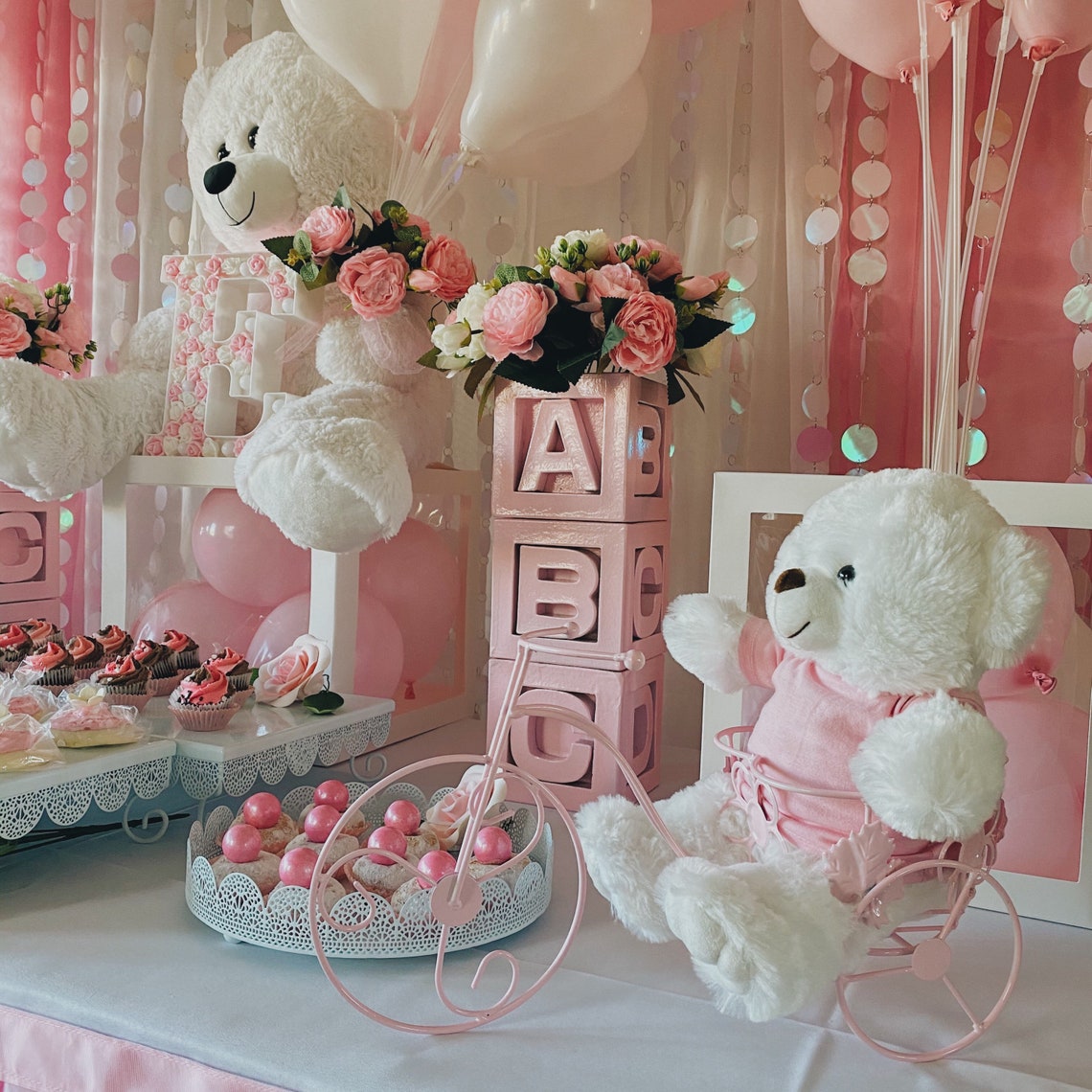 Bear and ABC Block Baby Shower or Birthday Beautiful Table - Etsy
