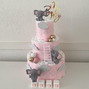 Elephant Diaper Cake, 3 Tier Elephant Themed Diaper Cake, Safari Table ...