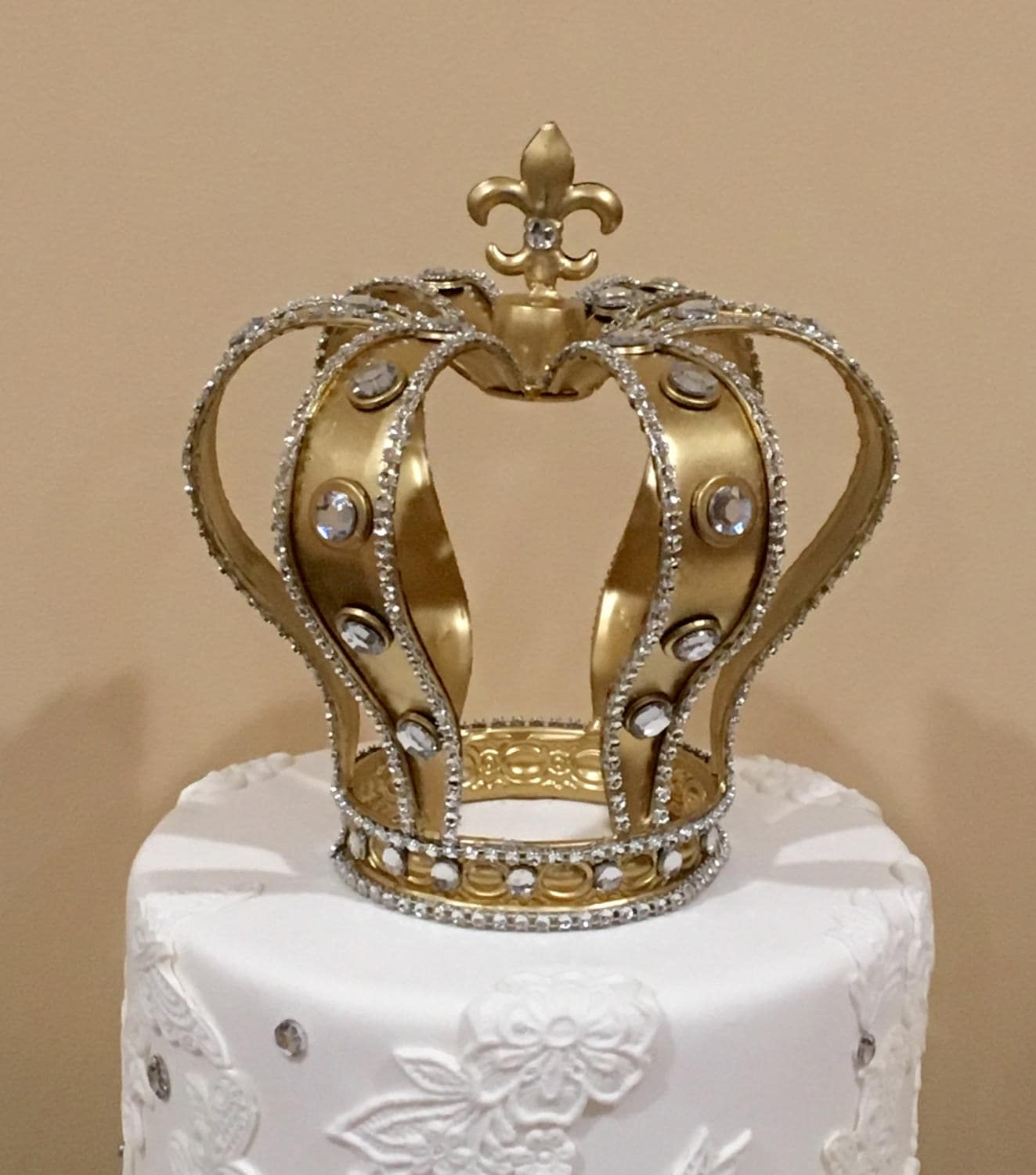 SALE Handmade Crown Cake Topper With Royal Blue Crystals | Etsy