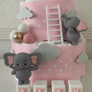 Elephant Diaper Cake, 3 Tier Elephant Themed Diaper Cake, Safari Table ...