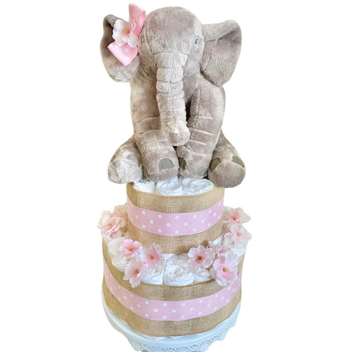 Elephant Diaper Cake, 2 Tier Elephant Themed Diaper Cake, Safari Table ...